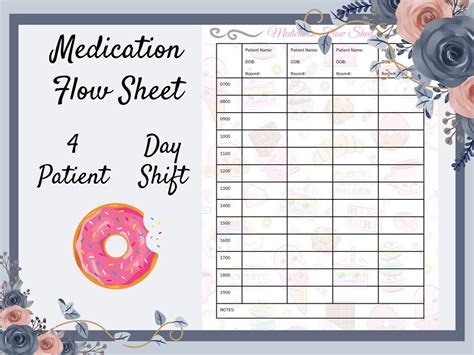 Medication Flow Sheet Day Shift 4 Patient Sweets Medication