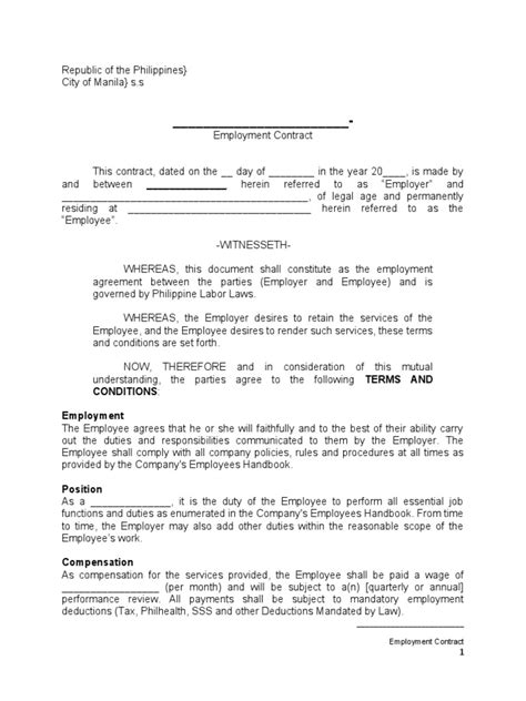 Sample Coe Pdf Employment Labour Law