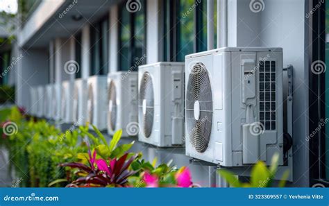 Row Of Air Conditioning Units On Building Exterior Generative Ai Royalty Free Cartoon