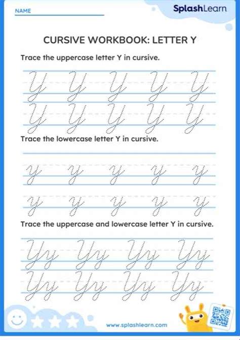 Cursive Workbook Letter Y Ela Worksheets Splashlearn
