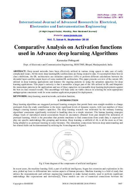 Pdf Comparative Analysis On Activation Functions Used In Advance Deep