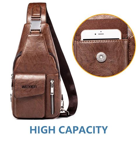 Cheap Mens Fashion Casual Sling Bag Large Capacity Chest Bag Durable