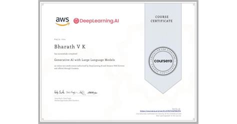 bharath vk on linkedin completion certificate for generative ai with