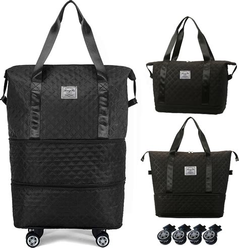 4 In1 Expandable Travel Bag With Removable Wheels Rolling Duffel Bag With Wheels Foldable Duffle