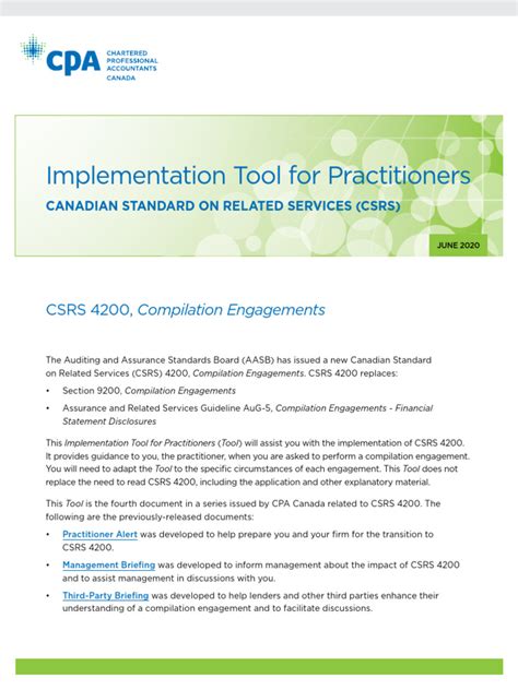 Rg Implementation Tool Csrs 4200 June 2020 Pdf Accounting Corporate Social Responsibility