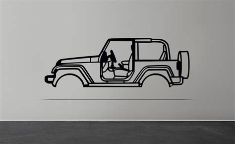 Jeep Wrangler Silhouette Wall Art Etsy