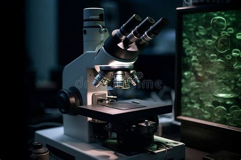 Microscope In Laboratory Generative Ai Stock Illustration