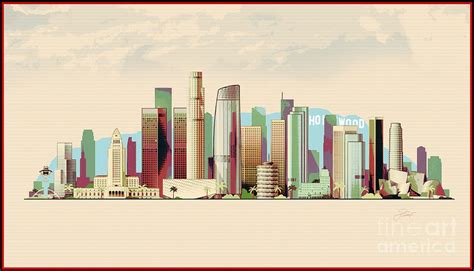 Los Angeles Skyline Digital Art By Jerzy Czyz Pixels