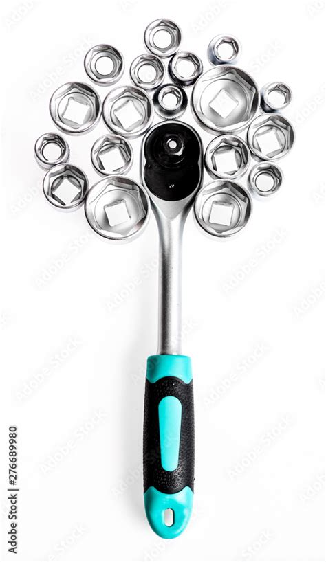 Ratchet Wrench Steel Made No Skid Threaded Handle Without Slipping Universal Socket Set White