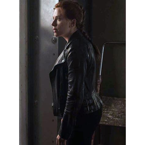 Scarlett Johansson Leather Biker Jacket Black Inland Leather Co