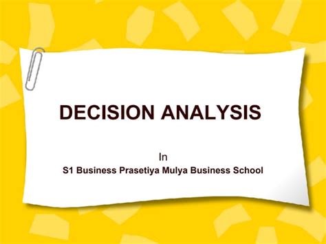 Decision Analysis Introduction Ppt