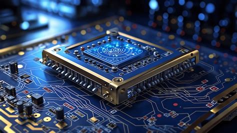 Premium Photo Quantum Computing Module With Blue Red Green Coloring Electric Circuit Chip