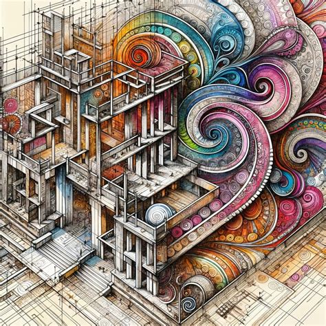 Geometric Architectural Structure Gen A I Stock Illustration