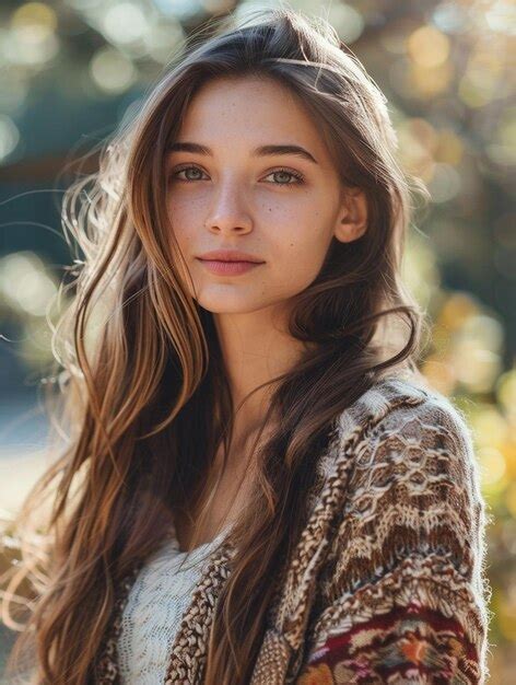 Natural Beauty Portrait Of A Young Woman In Cozy Knitwear With Soft