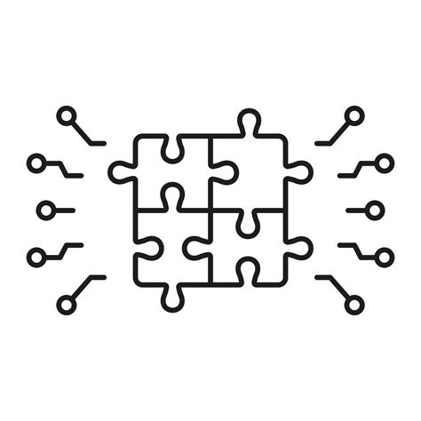 Digital Square Jigsaw Linear Pictogram Puzzle Challenge Teamwork