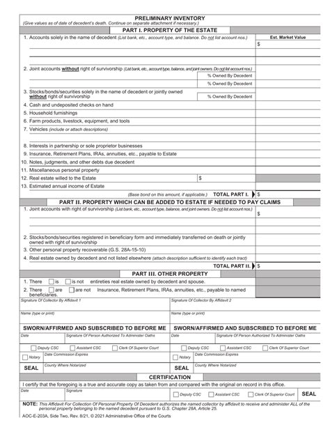 Form Aoc E 203a Download Fillable Pdf Or Fill Online Affidavit For