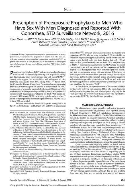 Pdf Prescription Of Preexposure Prophylaxis To Men Who Have Sex With