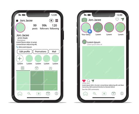 Plantilla De Interfaz De Perfil De Instagram Vector Premium