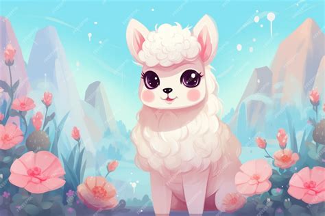 Premium Photo Cute Alpaca Background With Cactus