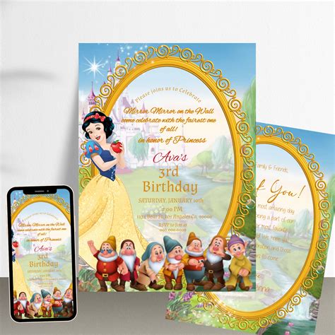 Invitación A Blancanieves Plantilla De Invitación De Cumpleaños De