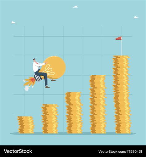 Man Flies On Light Bulb Rocket Royalty Free Vector Image