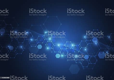 기술 배경 및 과학 스타일에서 추상 육각 분자 구조 의료 디자인입니다 벡터 일러스트 레이 션 0명에 대한 스톡 벡터 아트 및 기타 이미지 Istock