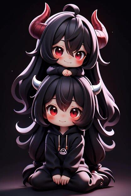 Premium Ai Image A Character Cartoon Cute Girl In A Red Outfit Sitting On A Stool