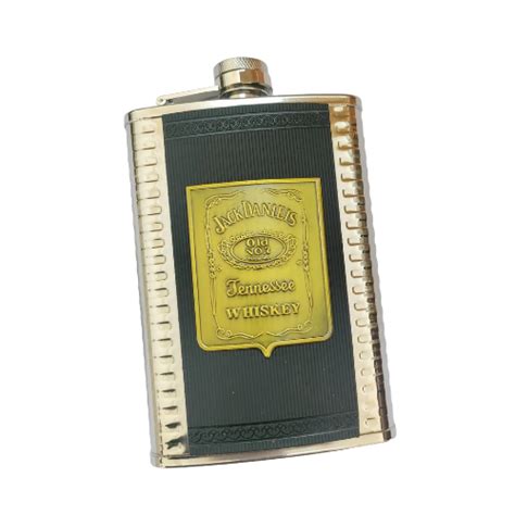 9oz Jd Leather Flask With Metal Logo Big Daddy Store