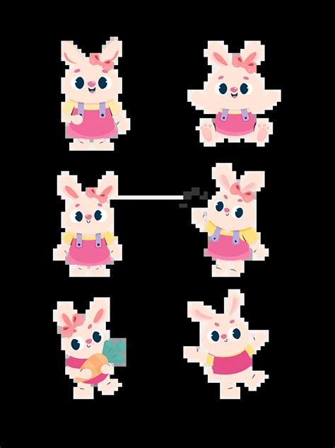 卡通可爱兔子表情元素 花瓣网