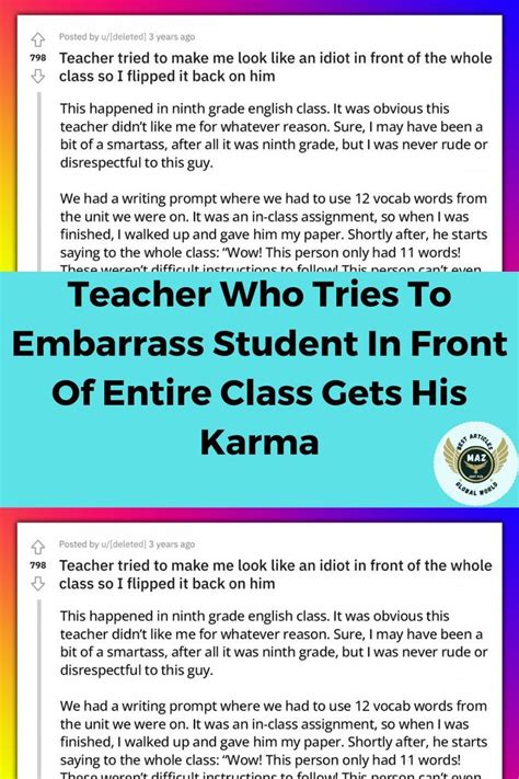 Teacher Who Tries To Embarrass Student In Front Of Entire Class Gets