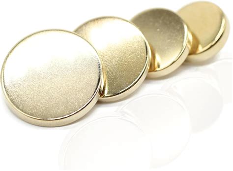 Flat Gold Metal Shank Buttons 12 Pcs 4 Size Options