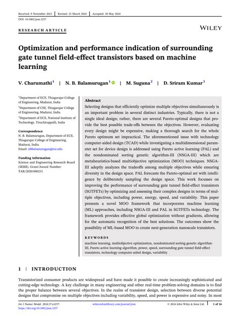 Optimization And Performance Indication Of Surrounding Gate Tunnel Field‐effect Transistors