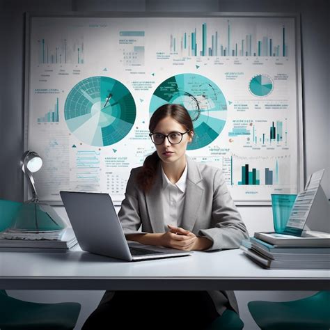 Young Female Executive Seeking Data On Laptop Premium Ai Generated Image