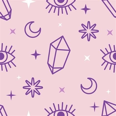 Premium Photo Boho Crystal Seamless Pattern