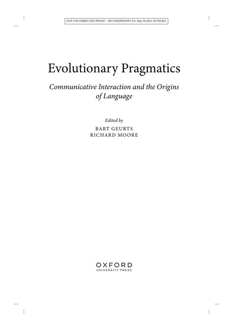 Pdf Evolutionary Pragmatics Communicative Interaction And The Origins Of Language