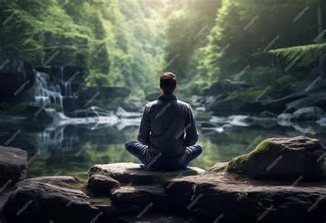Premium Photo A Man Practicing Mindfulness And Meditation In A Peaceful Natural Environment
