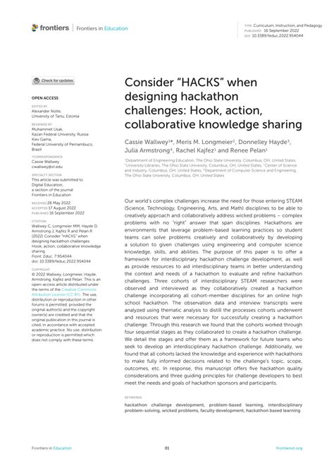 Pdf Consider Hacks” When Designing Hackathon Challenges Hook Action Collaborative