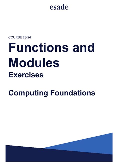 Functions And Modules Exercises COURSE Functions And Modules Exercises Computing