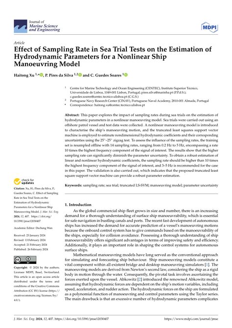 Pdf Effect Of Sampling Rate In Sea Trial Tests On The Estimation Of Hydrodynamic Parameters