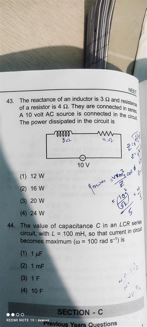 The Reactance Of An Inductor Is 3 Omega And Resistance Of A Resistor Is