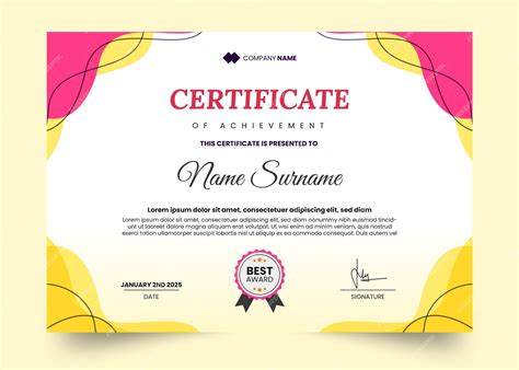 Premium Psd Simple Wavy And Simple Certificate Design Template