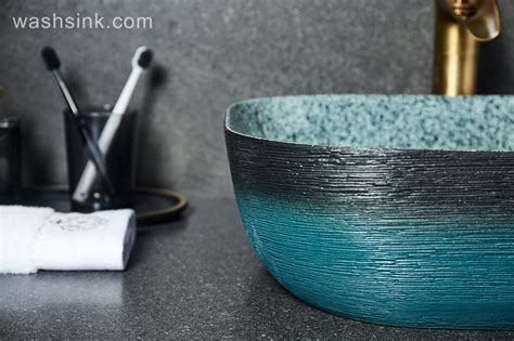 Lj24 00107 Fashionable Patterns Rectangle Procelain Ceramic Sink Washbasin China Jingdezhen