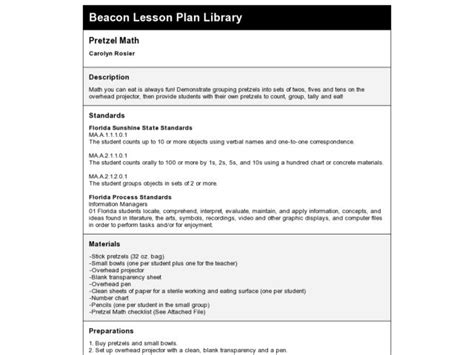Pretzel Math Lesson Plan For Kindergarten Lesson Planet