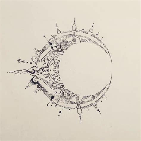 Crescent Moon Mandala Tattoos