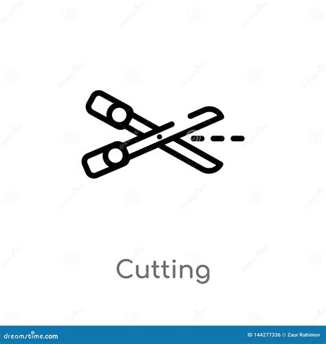 Outline Cutting Vector Icon Isolated Black Simple Line Element
