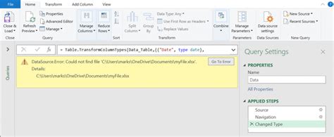 Power Query Source Data Error Go To Error Excel Off The Grid