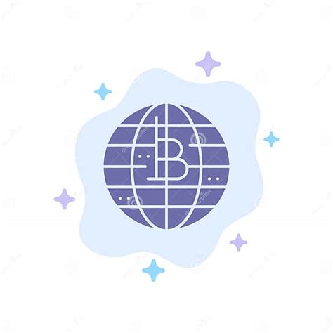 Future Money Bitcoin Block Chain Crypto Currency Decentralized Blue Icon On Abstract Cloud