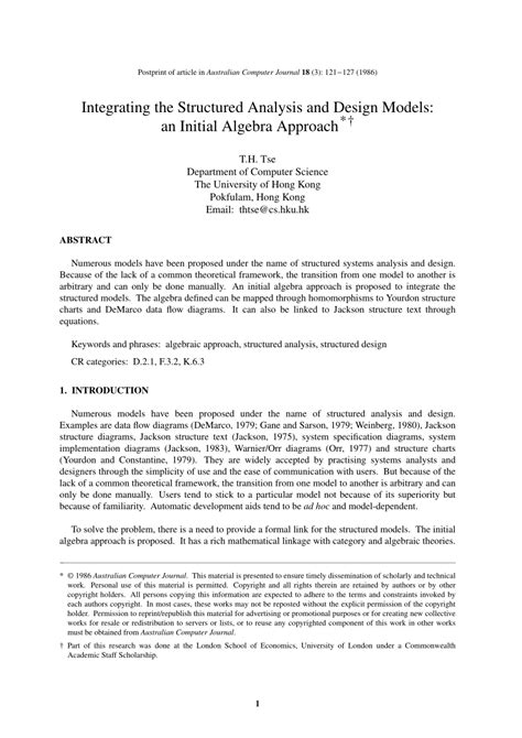 Pdf Integrating The Structured Analysis And Design Models An Initial Algebra Approach