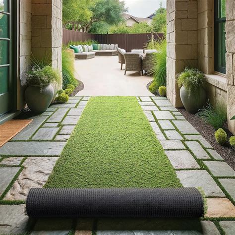 Ottomanson Fake Grass Turf Rug For Lawn Landscape Patio 3 Ft X 12 Ft