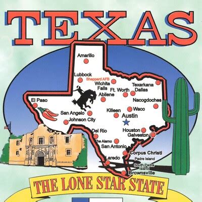 Postcard Texas Austin Tx The Lone Star State Map Mockingbird Bluebonnet